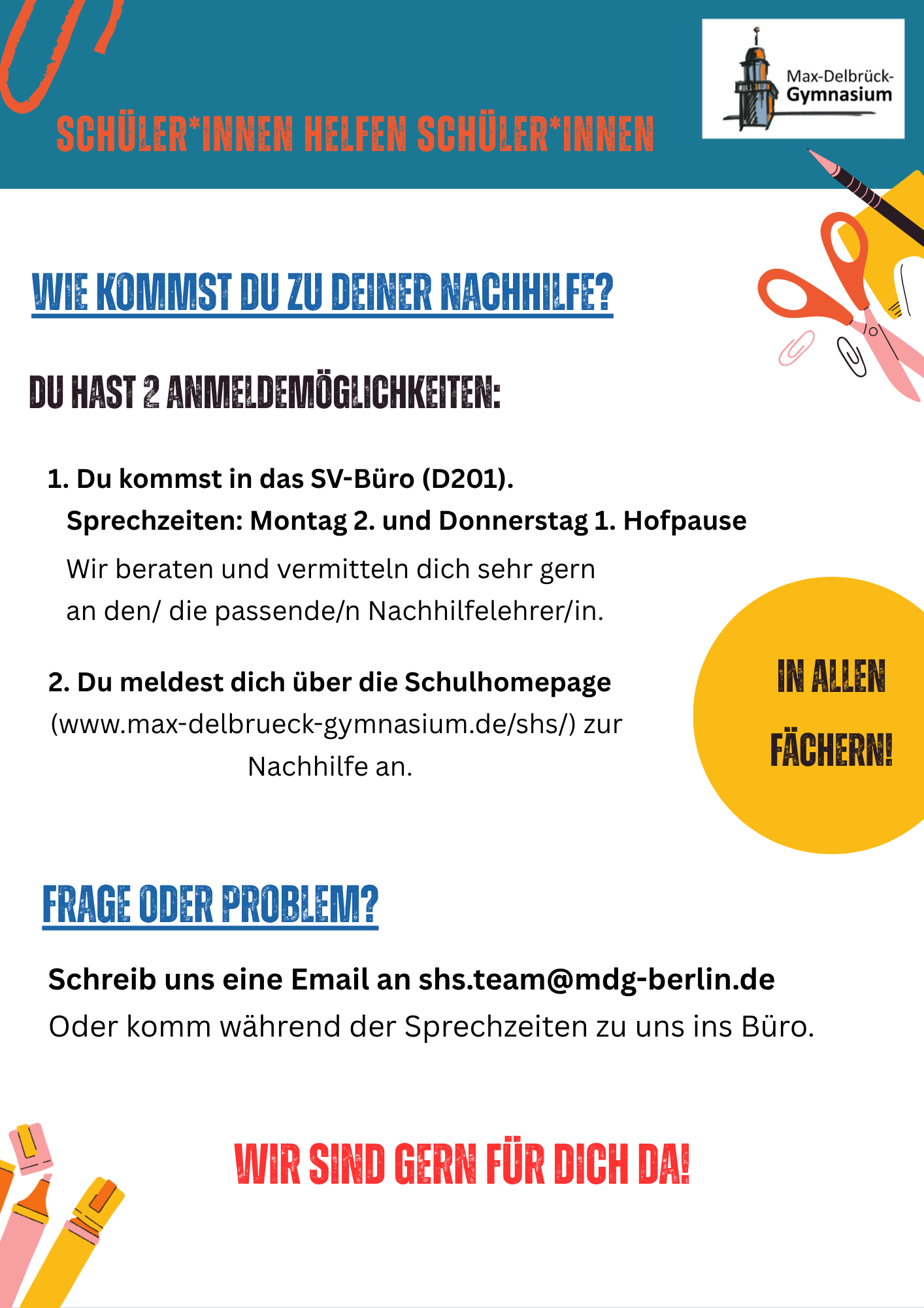 Infoflyer ShS Aktuell – Max Delbrück Gymnasium Berlin